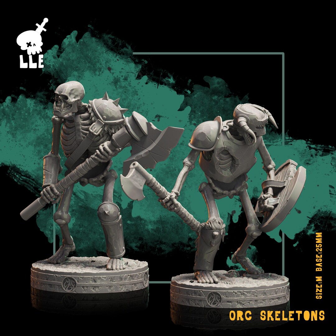 Orc Skeletons | RPG Miniatures for Dnd Tabletop Wargames | 32 Mm Scale ...