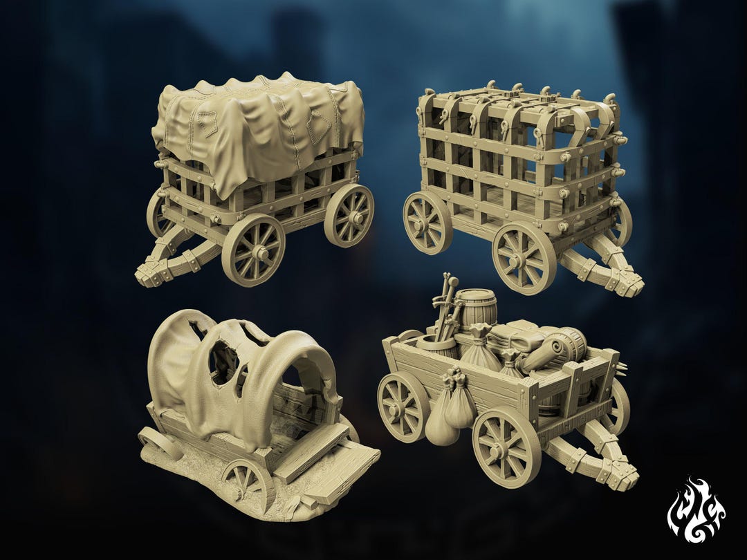 Wagons | RPG Terrain Pieces and Props for Dnd Tabletop Wargame| 32 Mm ...