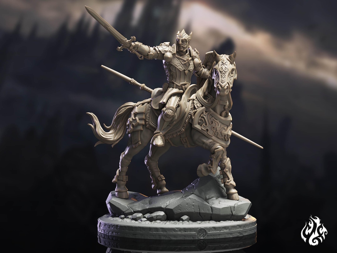Sir Thalion Cavalier Miniature:32 Mm Scale Fantasy RPG, Mounted Knight ...