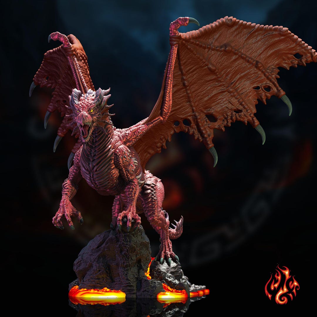 Red Dragon | RPG Miniatures for Dnd Tabletop Wargames | 32 Mm Scale ...