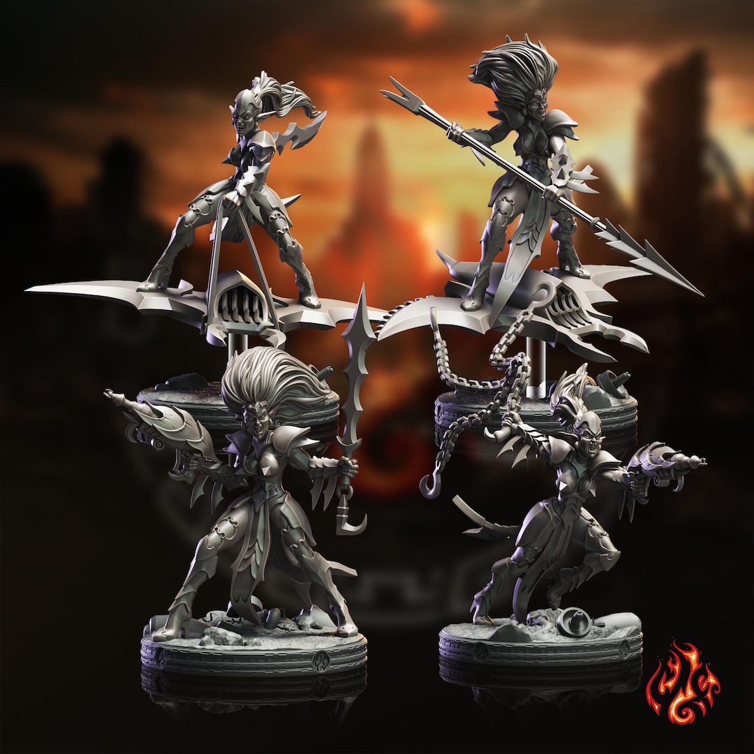 Void Crone Wyches | Sci-fi RPG Tabletop Wargame Miniatures | 32 Mm ...