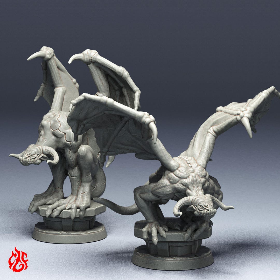 Gargoyles | RPG Miniatures for Dnd Tabletop Wargames | 32 Mm Scale | F3 ...