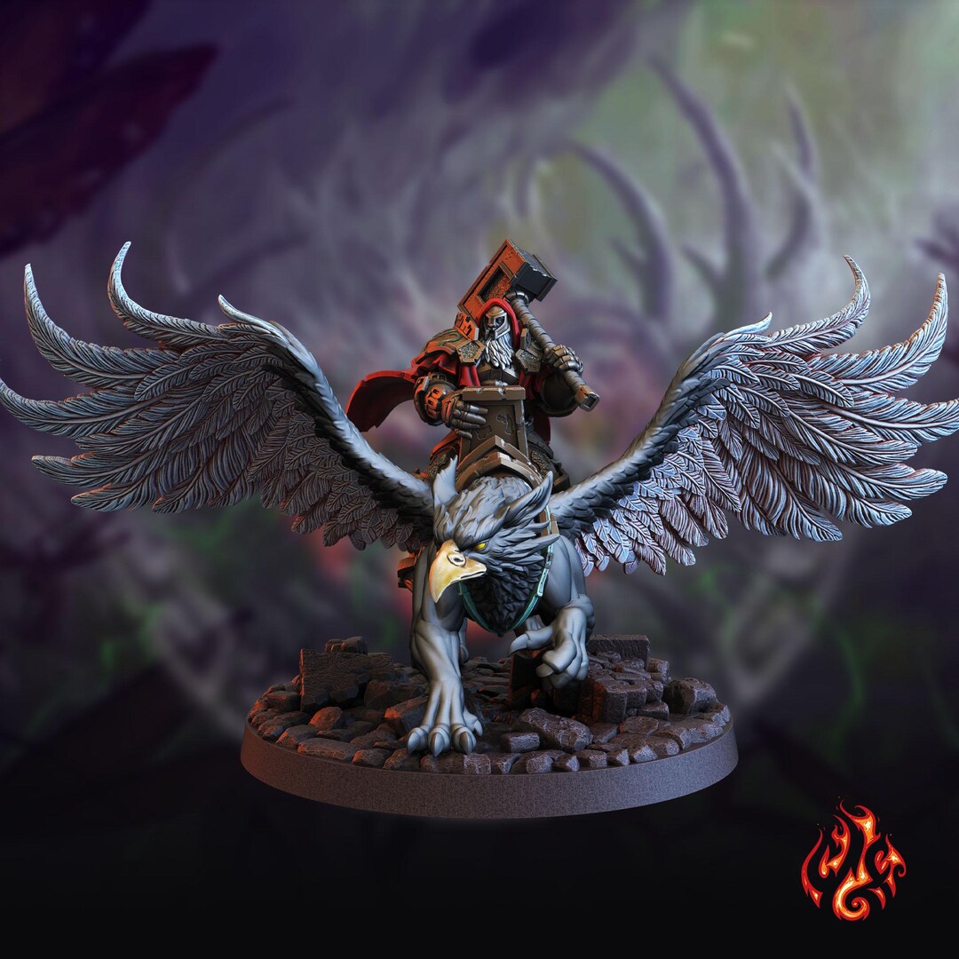Grandmaster Oberon, Mounted on Royal Griffin | Miniature for Fantasy ...