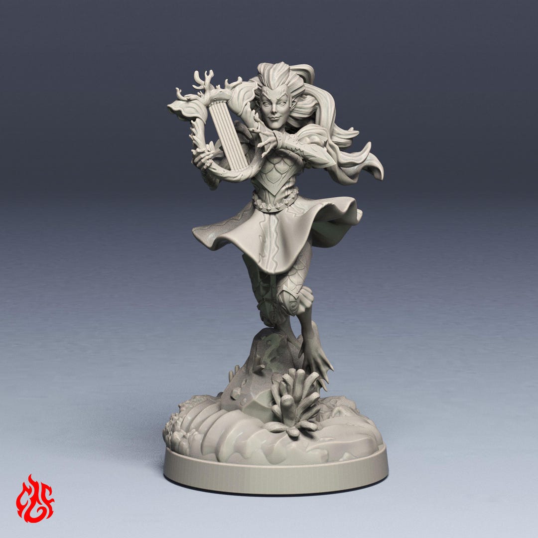 Triton Bard | RPG Miniatures for Dnd Tabletop Wargames | 32 Mm Scale ...