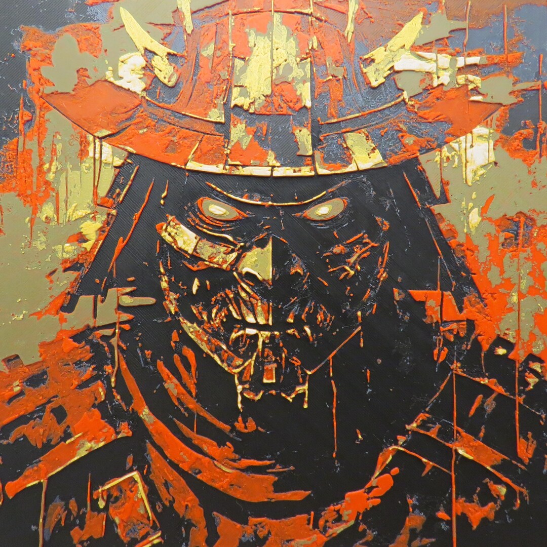 Zombie Samurai Textured Art 3D Printed Mural Wall Decoration Samurai ...