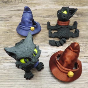 Wizard Whiskers - Flexi Black Cat With Wizard Hat - 3D Printed Magical ...