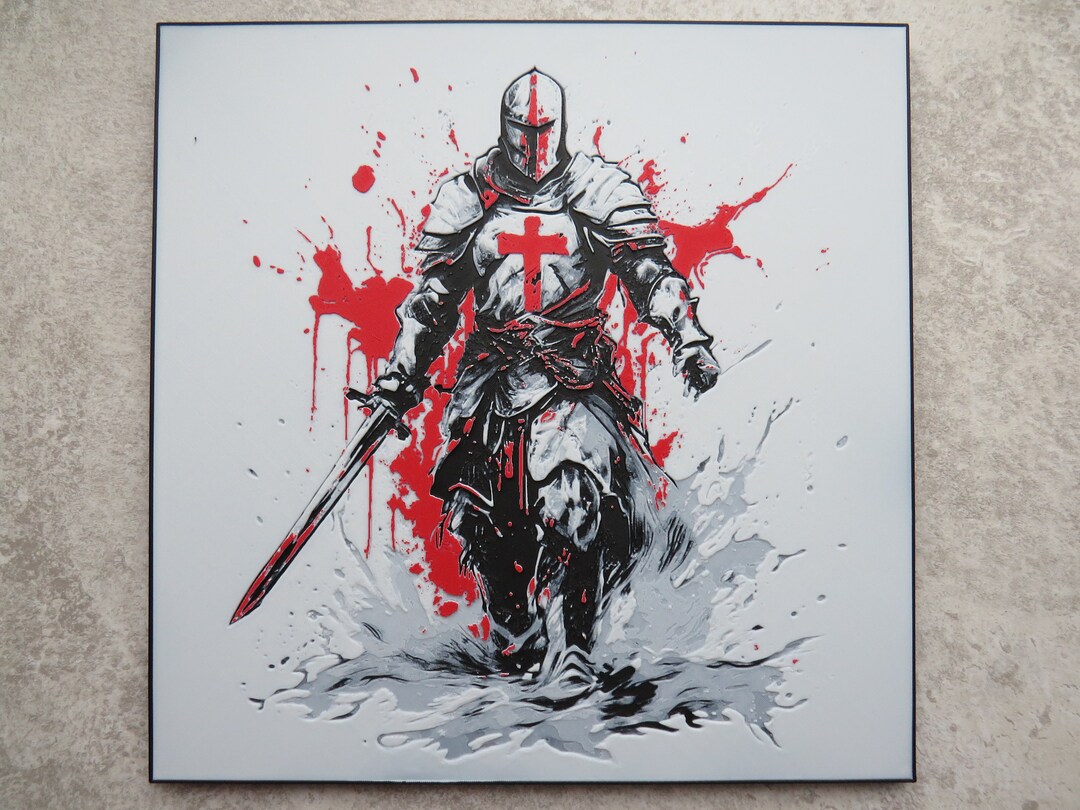 Knight Crusader Hueforge 3D Print Mural Wall Decoration Medieval ...