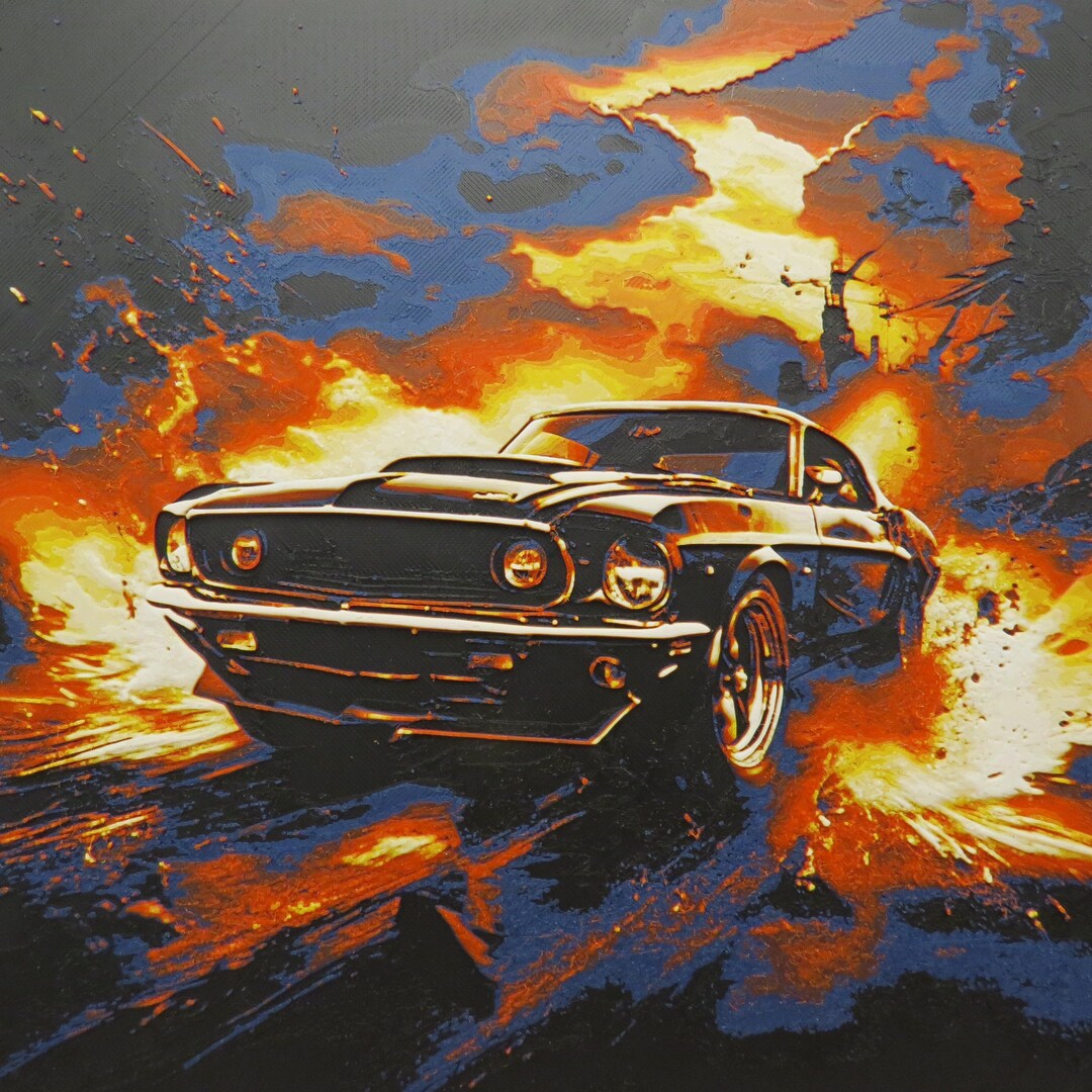 Mustang Muscle Car Hueforge 3D Print Mural Wall Decoration Vintage Cars ...
