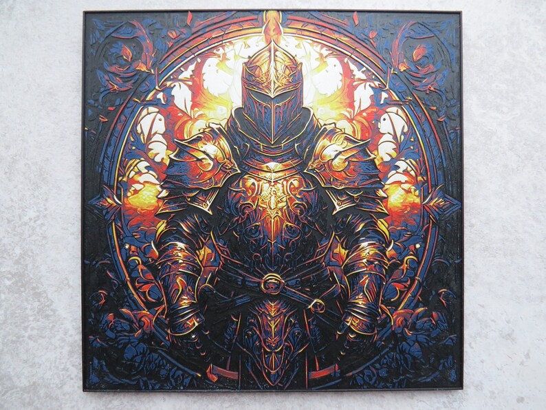 Medieval Knight Hueforge 3D Print Mural Wall Decoration Ancient Warrior ...