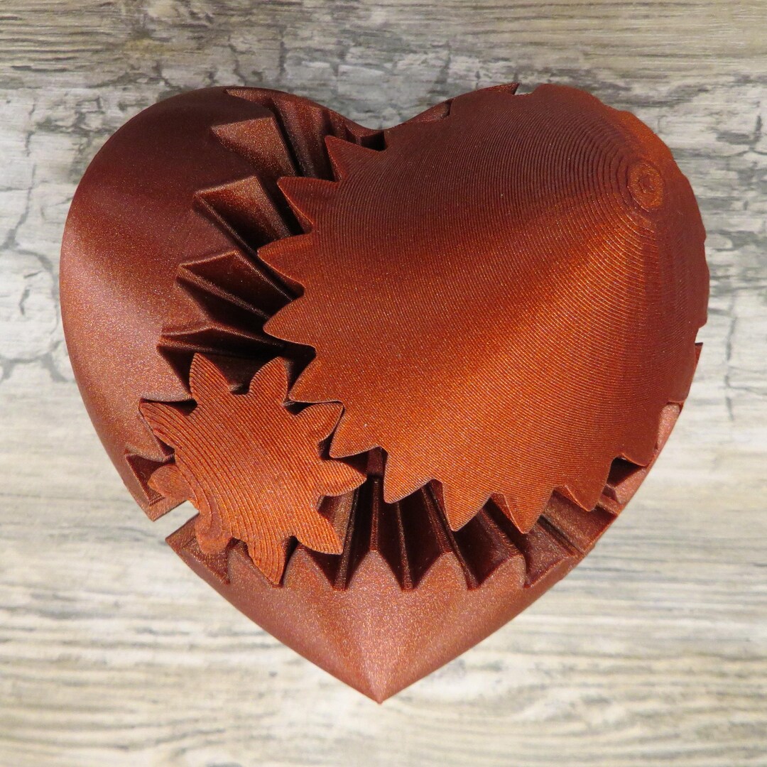 Heart Gears Fidget Gift - 3D Printed - Stress Relief - Anxiety - ASMR ...