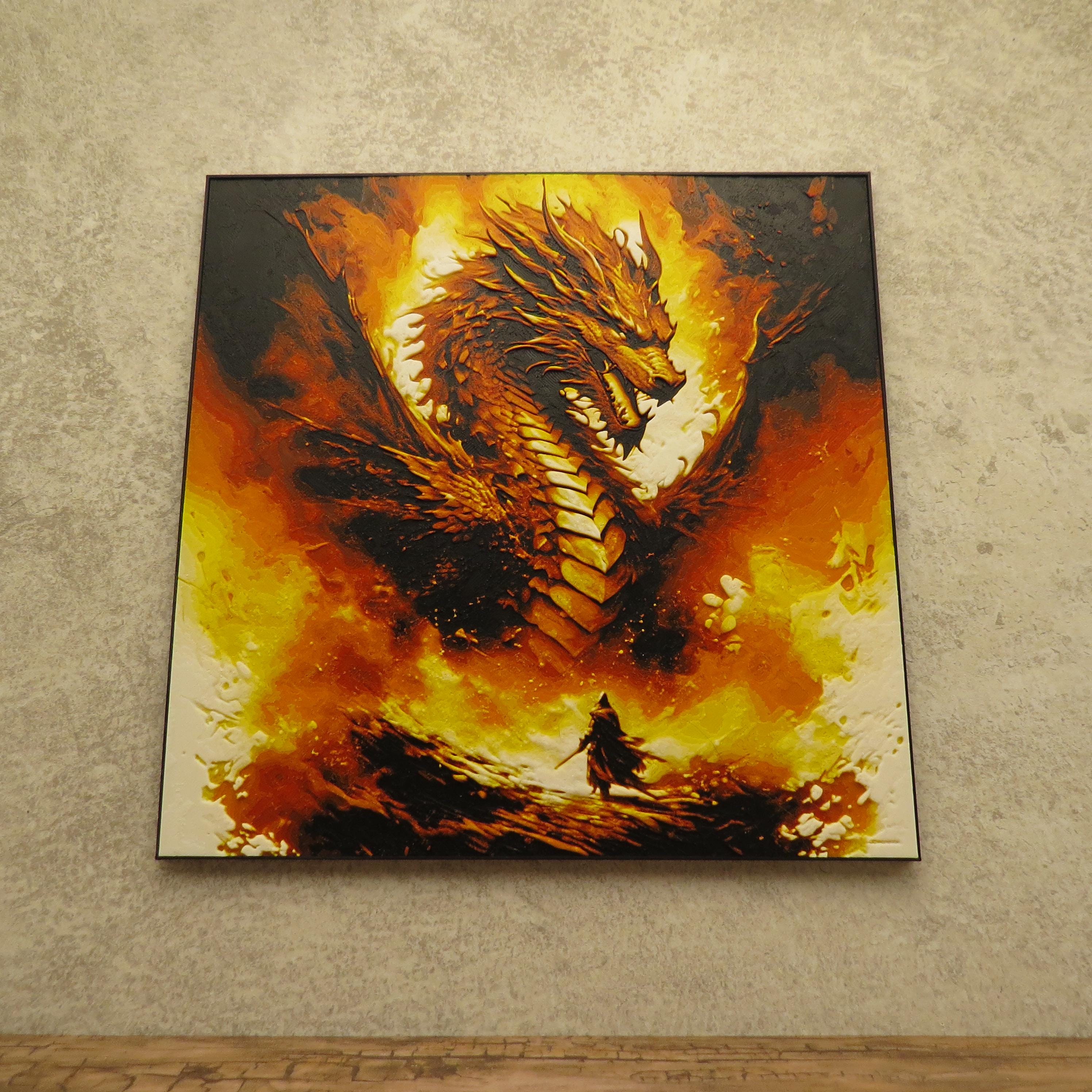 Fire or Ice Dragon Hueforge Wall Mural 3D Printed - Dragon Fan Merch ...