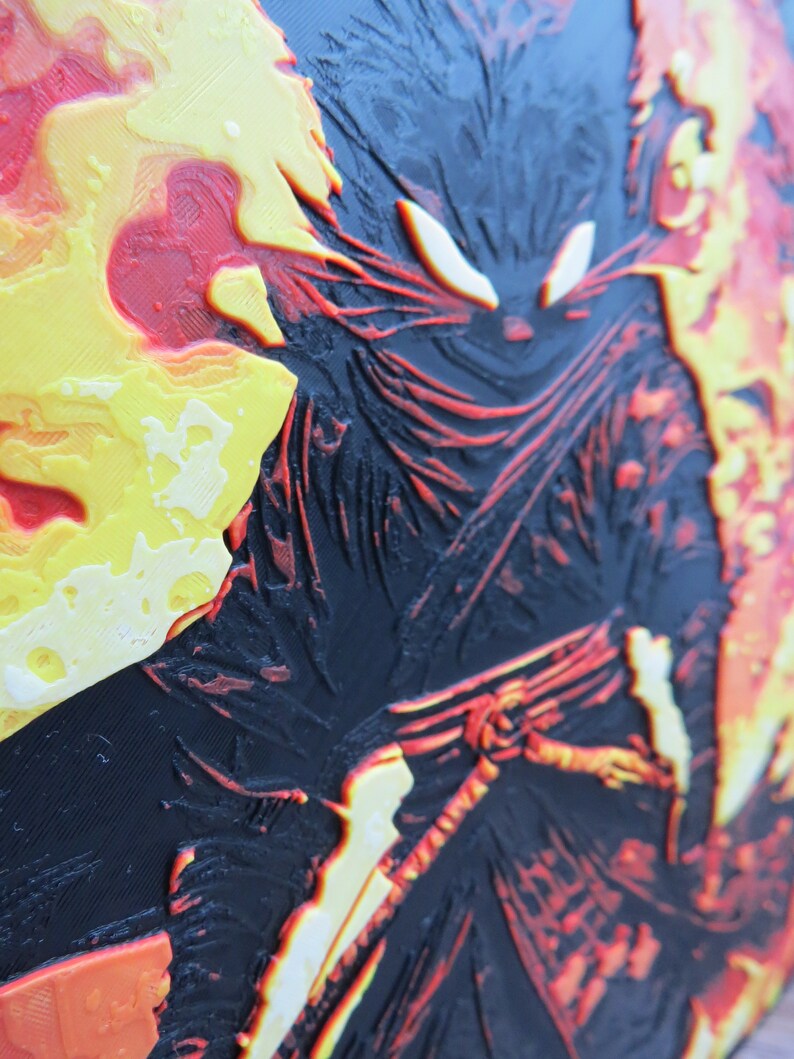 Samurai Kitty Hueforge 3D Print Mural Wall Decoration Epic Kitty ...