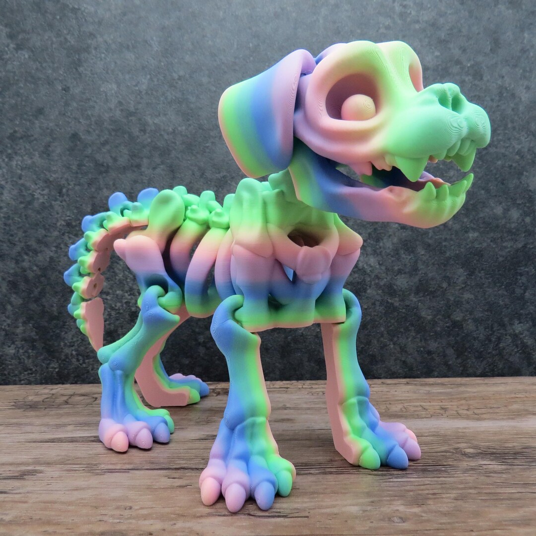 Rainbow Dog Skeleton Pet - Articulated - Spooky Decor - Goth Decor ...