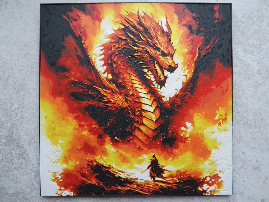 Fire Dragon Hueforge Wall Mural 3D Printed I Dragon Fan Merch Fantasy ...