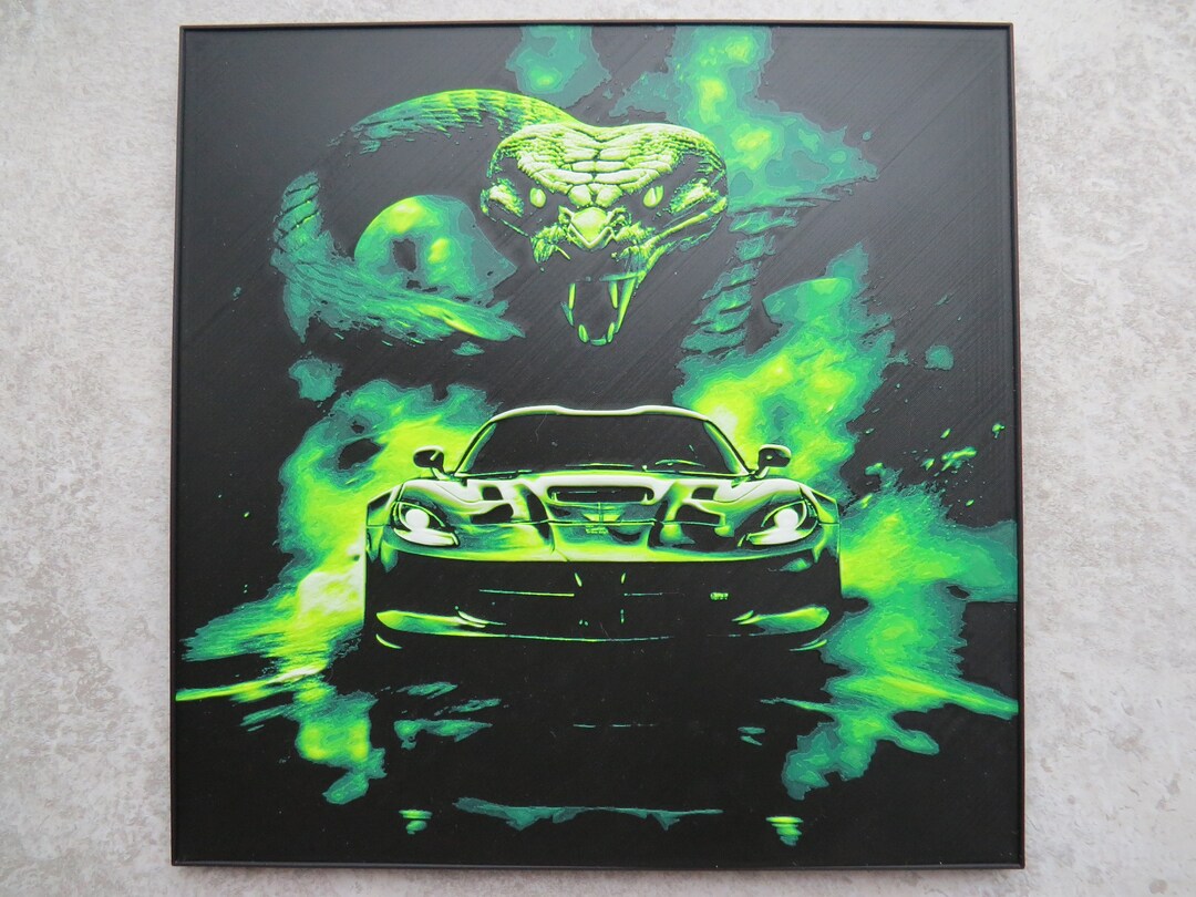 Dodge Viper Hueforge 3D Print Mural Wall Decoration Viper Snake Dodge ...