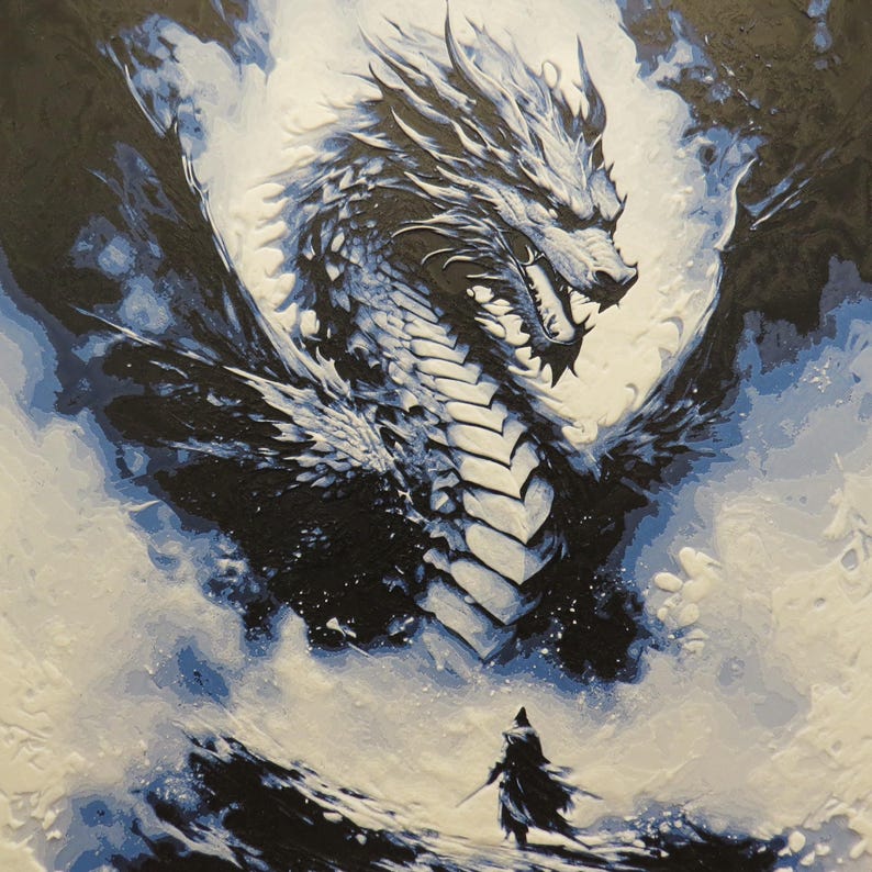Fire or Ice Dragon Hueforge Wall Mural 3D Printed - Dragon Fan Merch ...