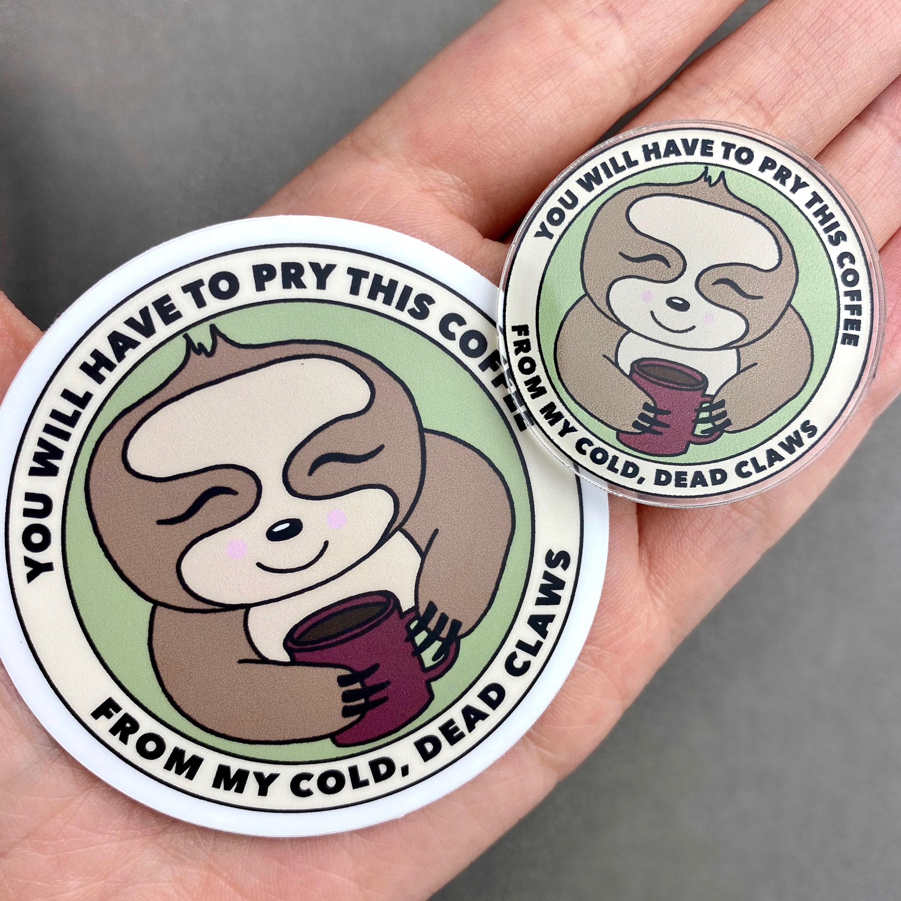 Coffee Sloth Sticker Cute Sloth Custom Vinyl Sticker - Etsy