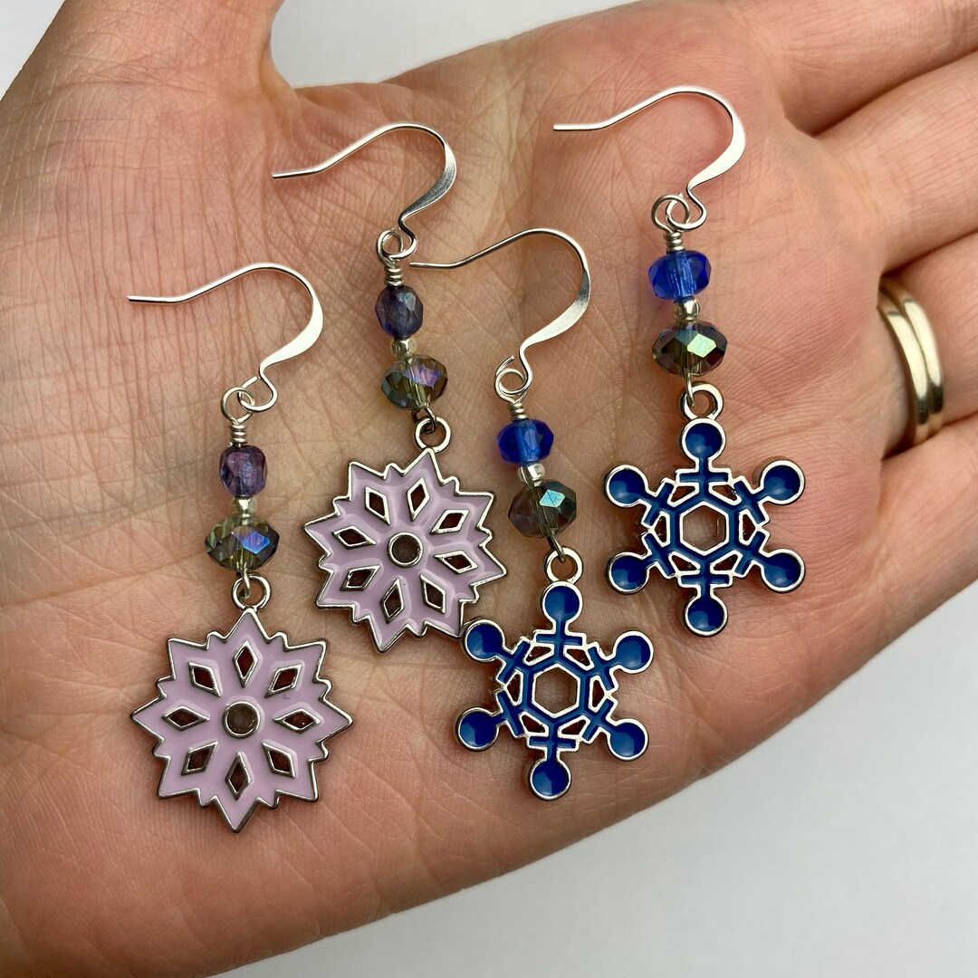 Colorful Blue + Purple Snowflake Double Dangles | Christmas Snowflakes ...