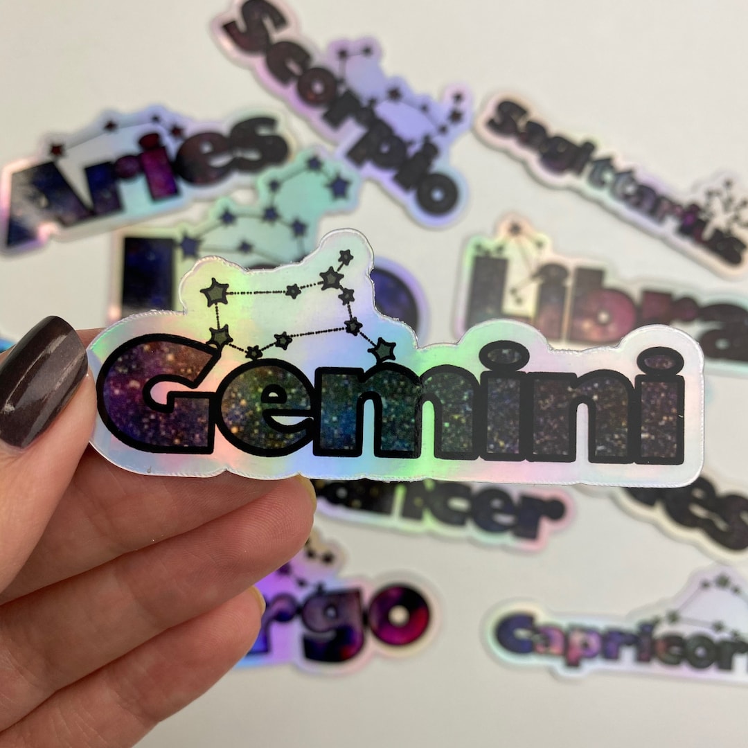GEMINI Holographic Sticker | Zodiac Custom Sticker, Astrology ...