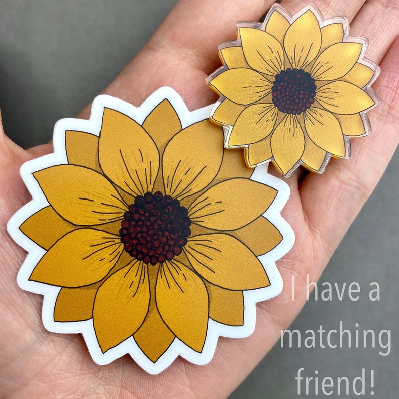 Sunflower Sticker | Bright Yellow Die Cut Custom Vinyl Sticker ...
