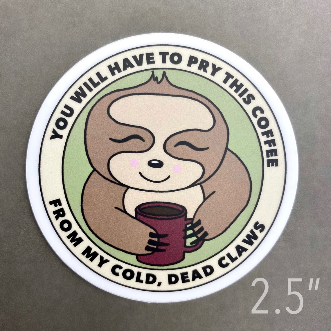 Coffee Sloth Sticker | Cute Sloth Custom Vinyl Sticker | Waterproof ...