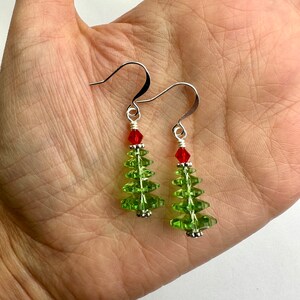 Green Red Swarovski Crystal Christmas Trees Earrings Festive Earrings, Winter Holiday Jewelry ...