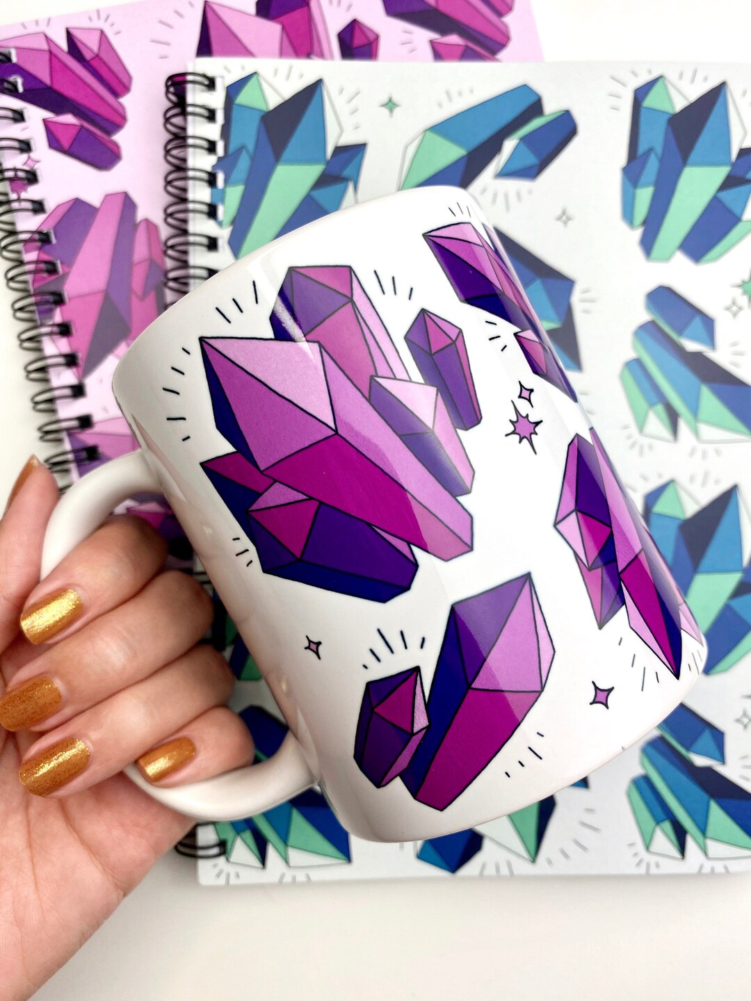 Pink Crystal Coffee Mug Rose Quartz Custom Ceramic Mug Geode, Minerals ...