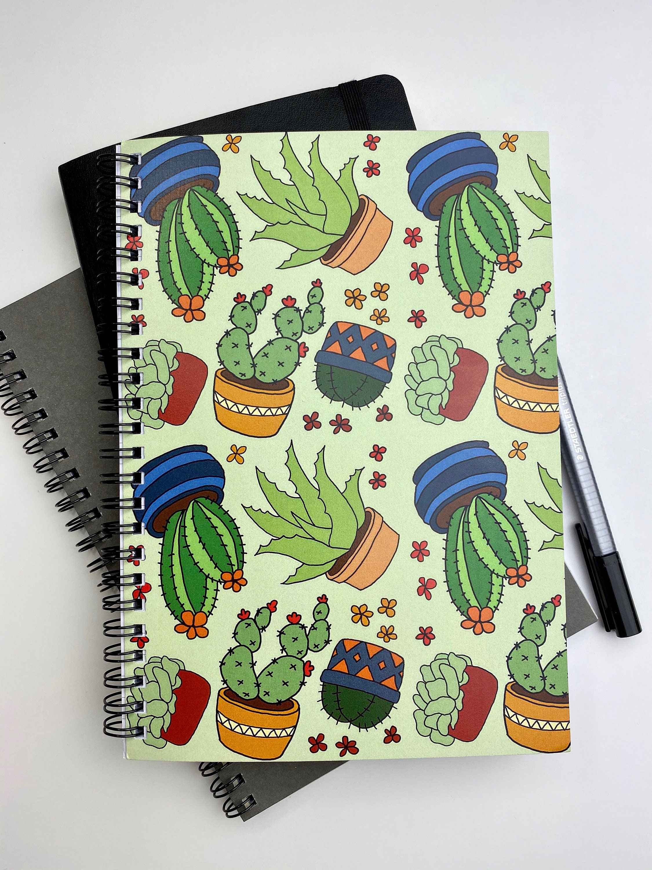 Succulents Spiral Notebook Cute Green Succulent Cactus | Etsy