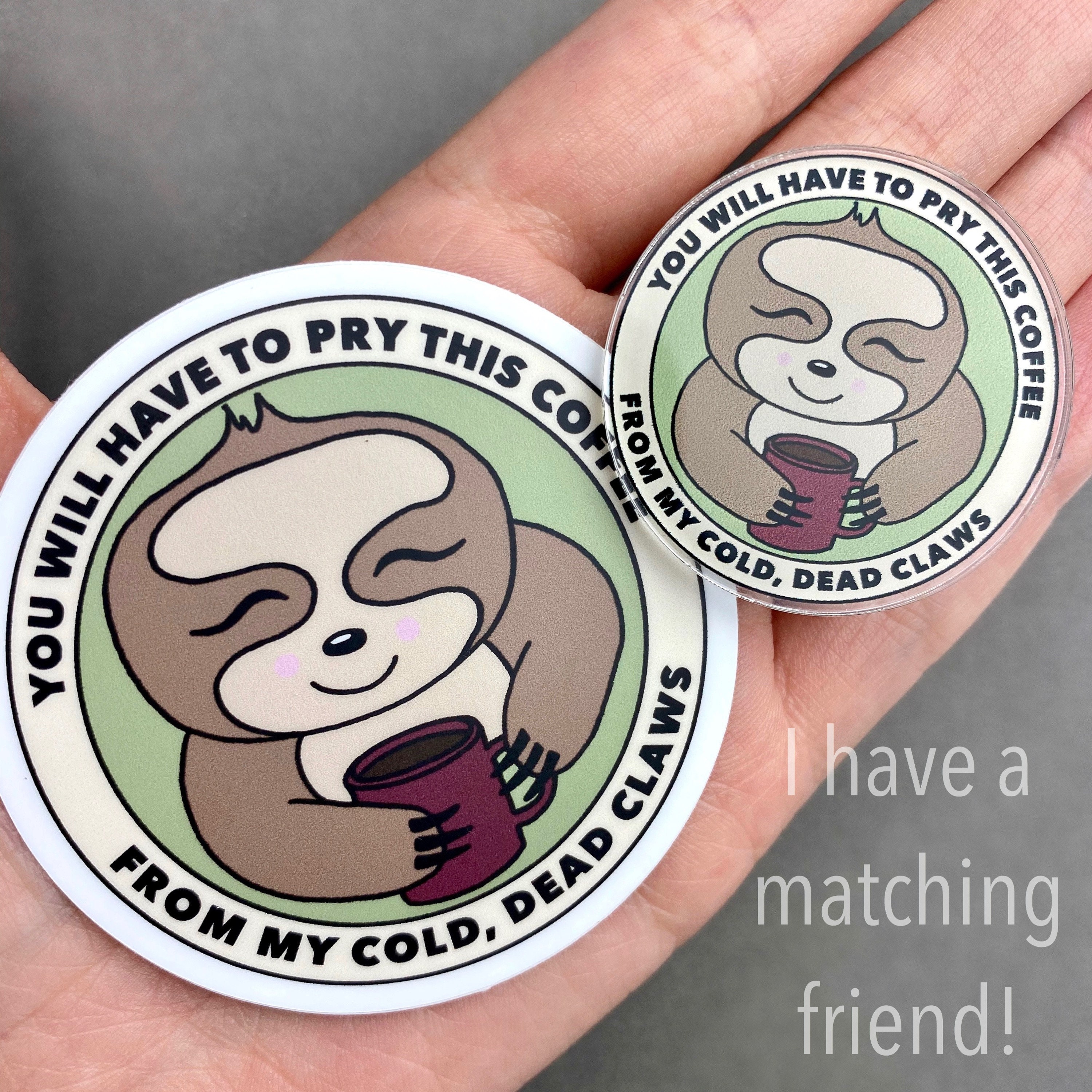 Coffee Sloth Sticker | Cute Sloth Custom Vinyl Sticker | Waterproof ...