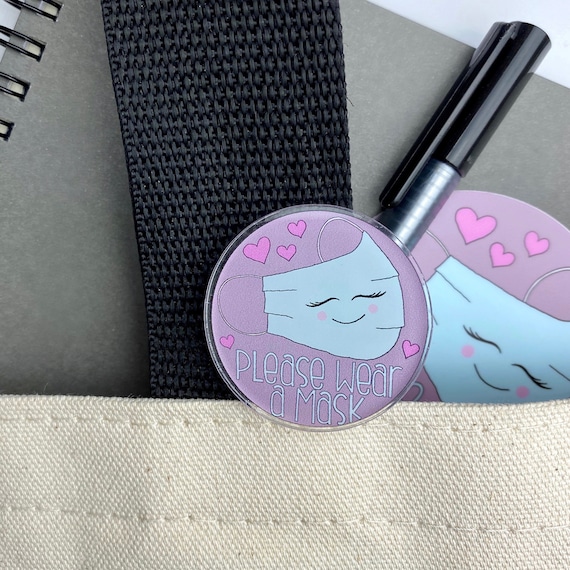 Cute Pink Wear A Mask Acrylic Pin Please Wear a Mask Custom - Etsy