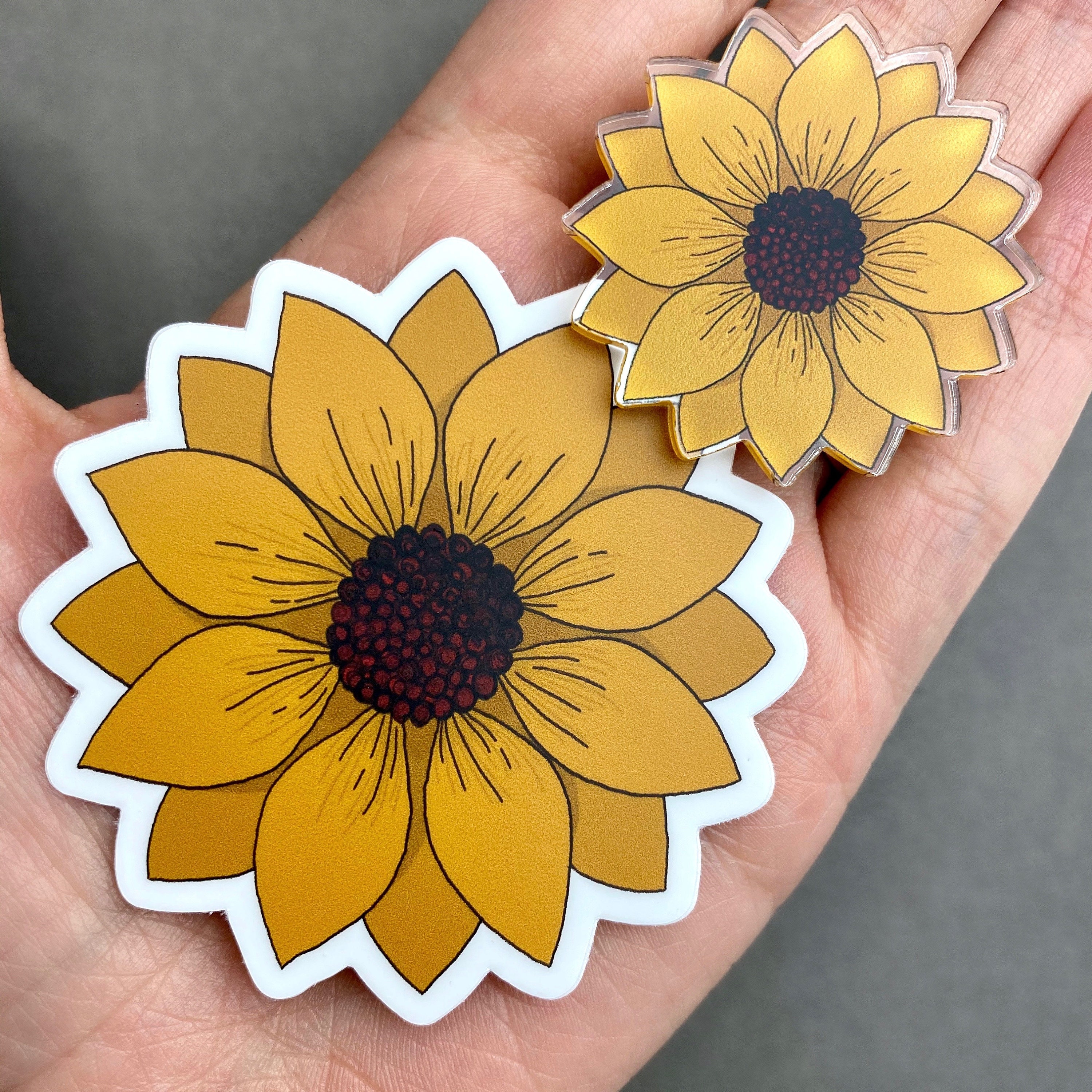 Sunflower Sticker | Bright Yellow Die Cut Custom Vinyl Sticker ...