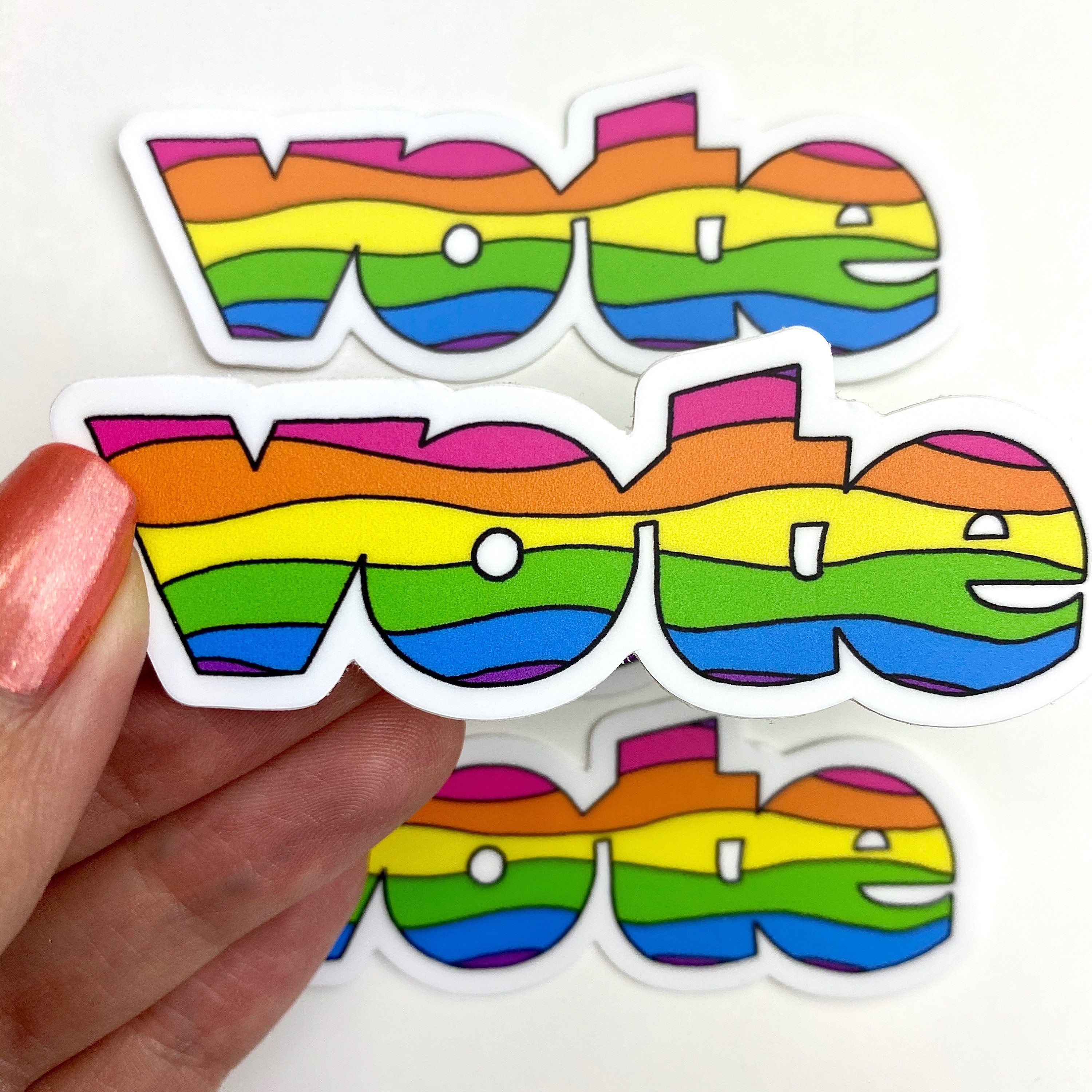 VOTE Sticker Cute Rainbow Vote Custom Vinyl Sticker - Etsy UK