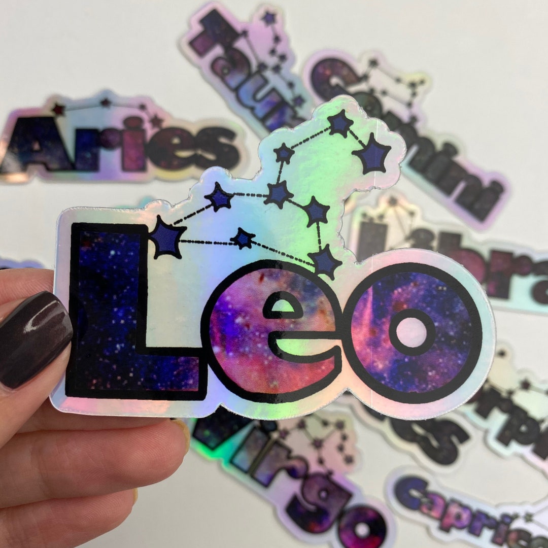 LEO Holographic Sticker | Zodiac Custom Sticker, Astrology Holographic ...