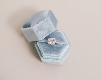 Hexagon Double Velvet Ring Box Pale Blue Wedding Ring Box | Etsy UK