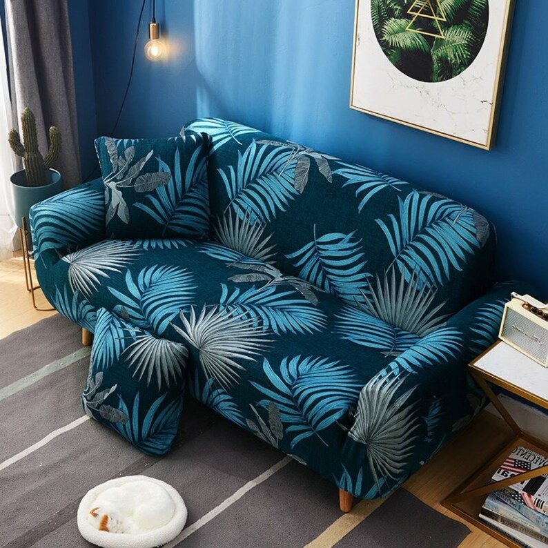 Blue Sofa Cover Slip 1/2/3/4 Seater - Etsy