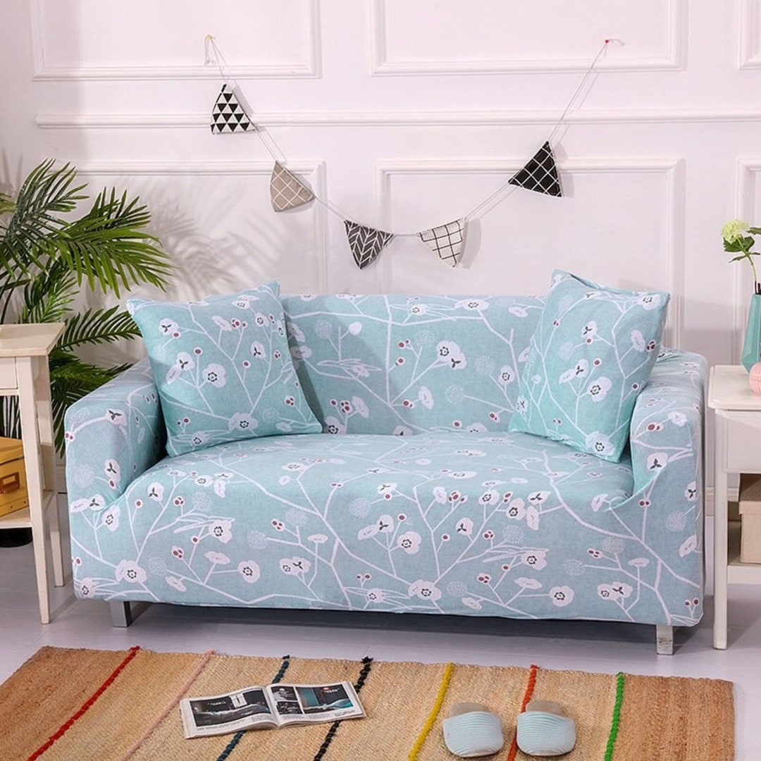 Blue Sofa Cover Slip 1/2/3/4 Seater - Etsy