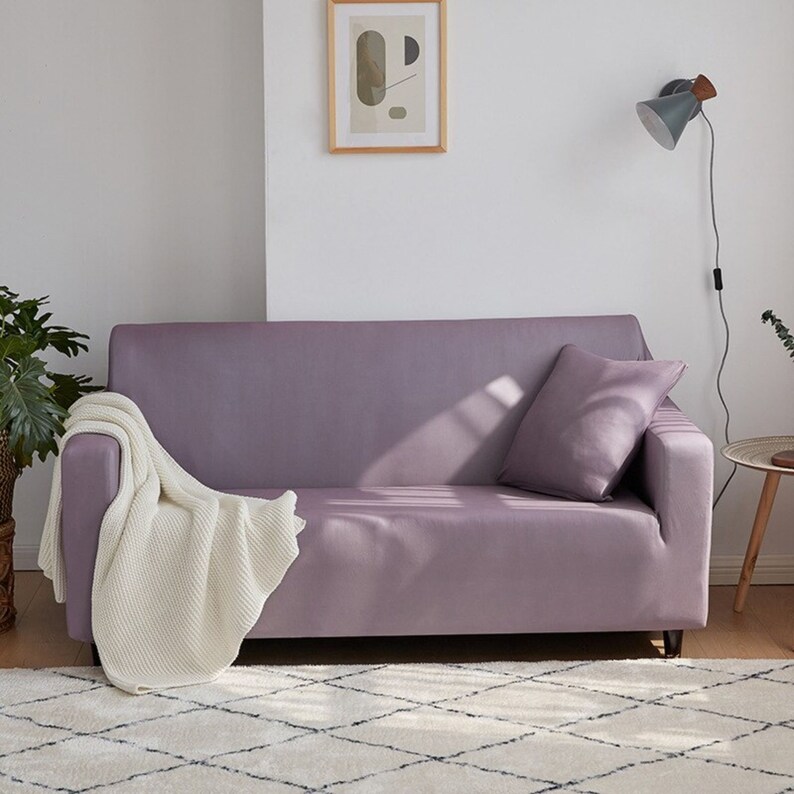 Solid Color Sofa Cover Slip 1/2/3/4 seater | Etsy