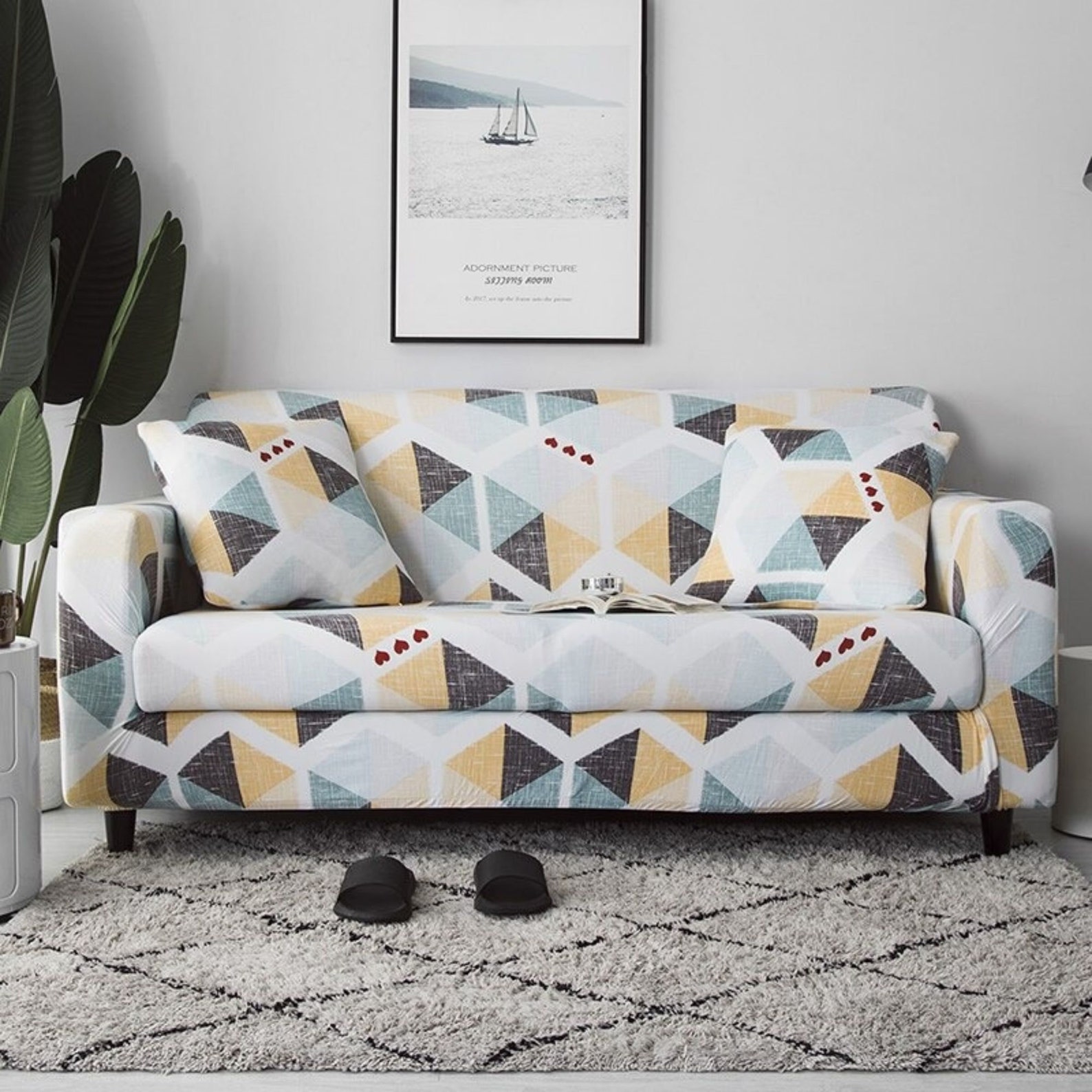 Blue Sofa Cover Slip 1/2/3/4 Seater - Etsy