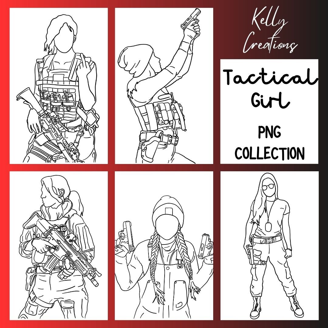 Tactical Girl Outline PNG Collection - Etsy