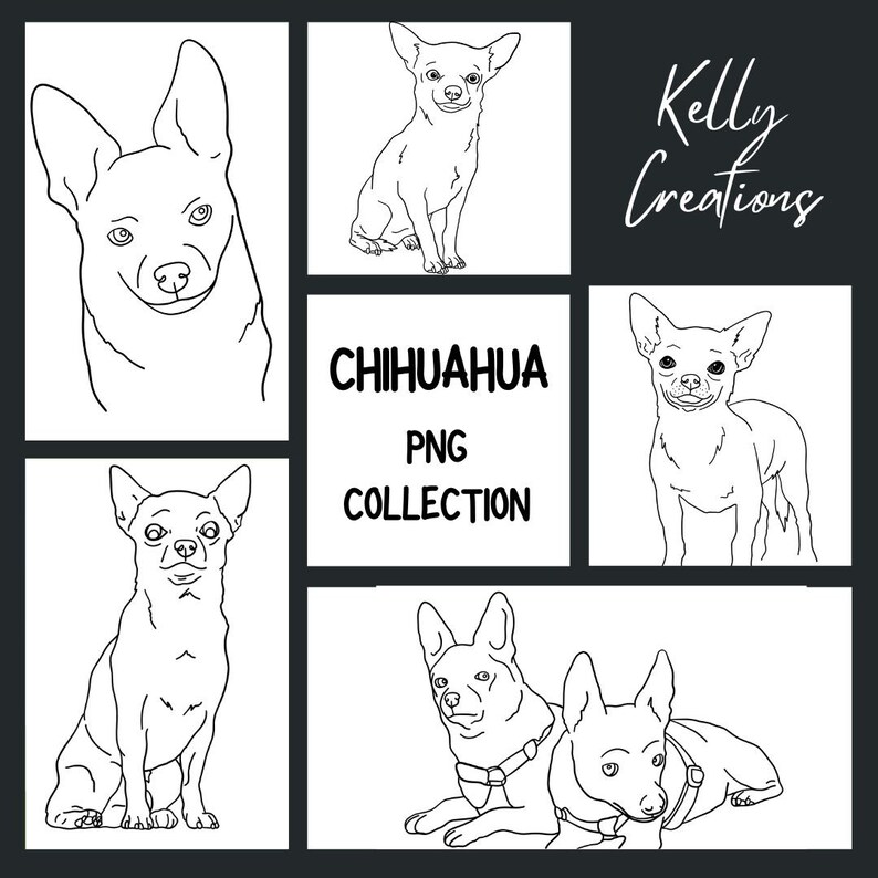 Chihuahua Dog Outline PNG Bundle - Etsy