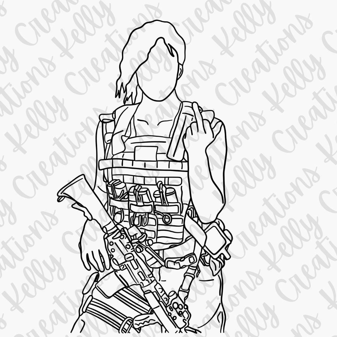 Tactical Girl Outline PNG Collection - Etsy