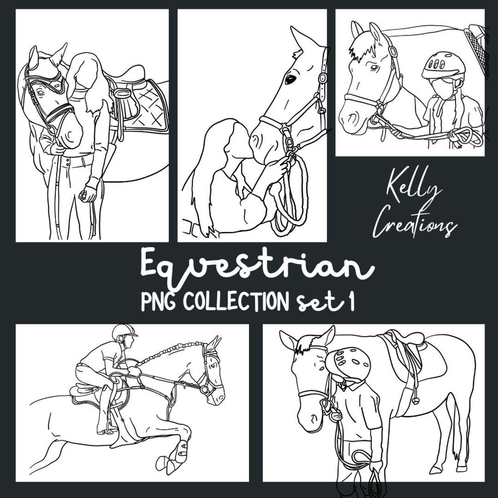 Equestrian Outline PNG Collection Set 1 - Etsy