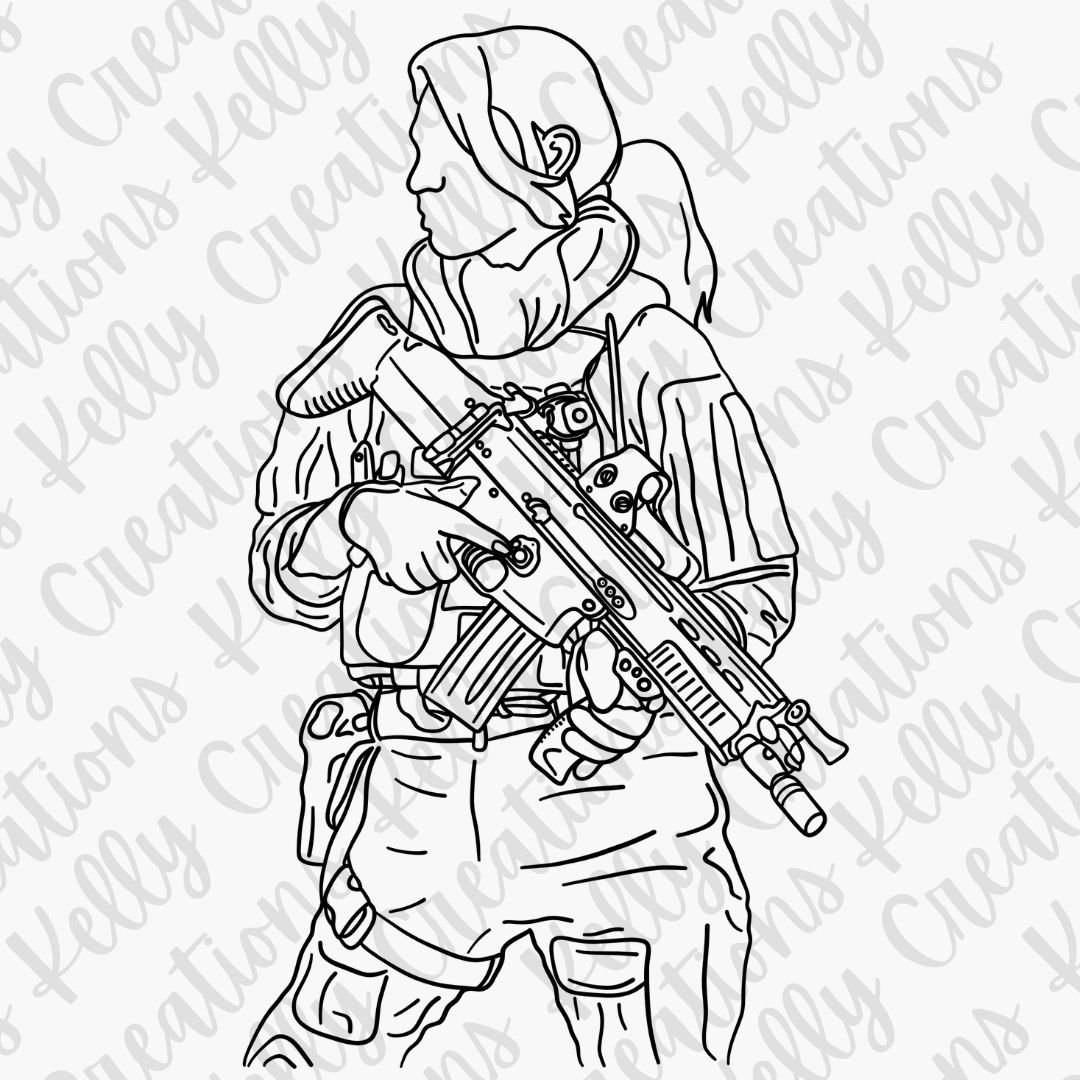 Tactical Girl Outline PNG Collection - Etsy