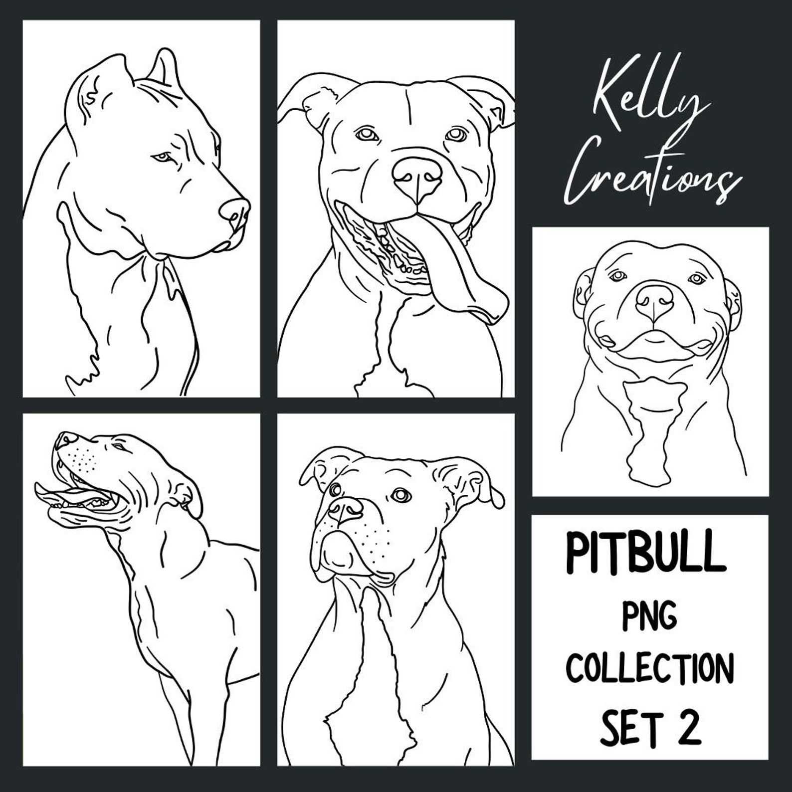 Pitbull Outline PNG Collection Set 2, Pitbull File for Shirts, Pitbull ...