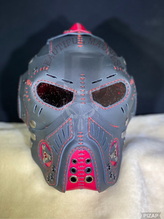 Black Leather Steampunk Mask Sci-fi Mask Sci-fi Helmet - Etsy