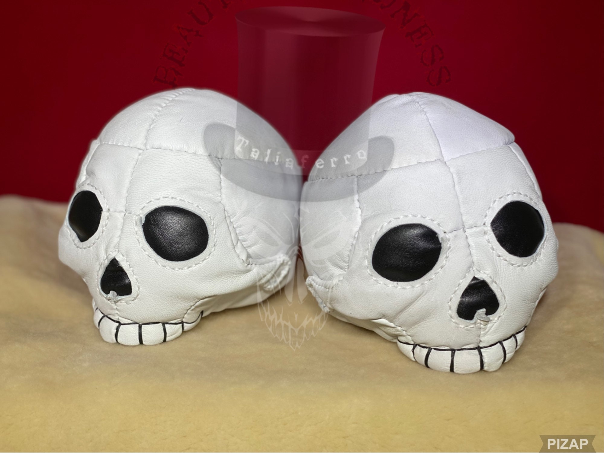 Skull Plushie, Leather Skull, Handmade Leather Skull, Goth Doll, Skull ...