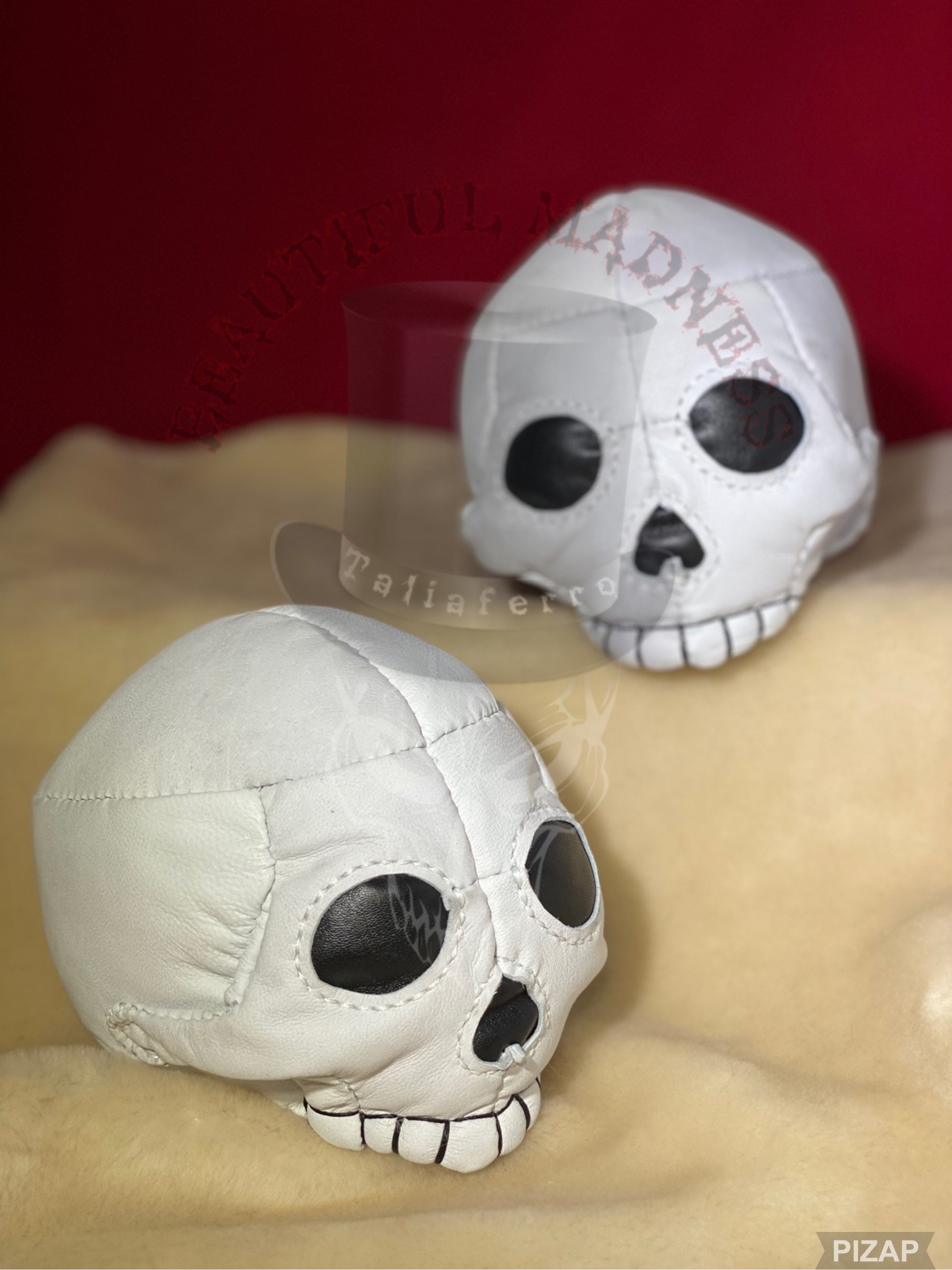 Skull Plushie, Leather Skull, Handmade Leather Skull, Goth Doll, Skull ...