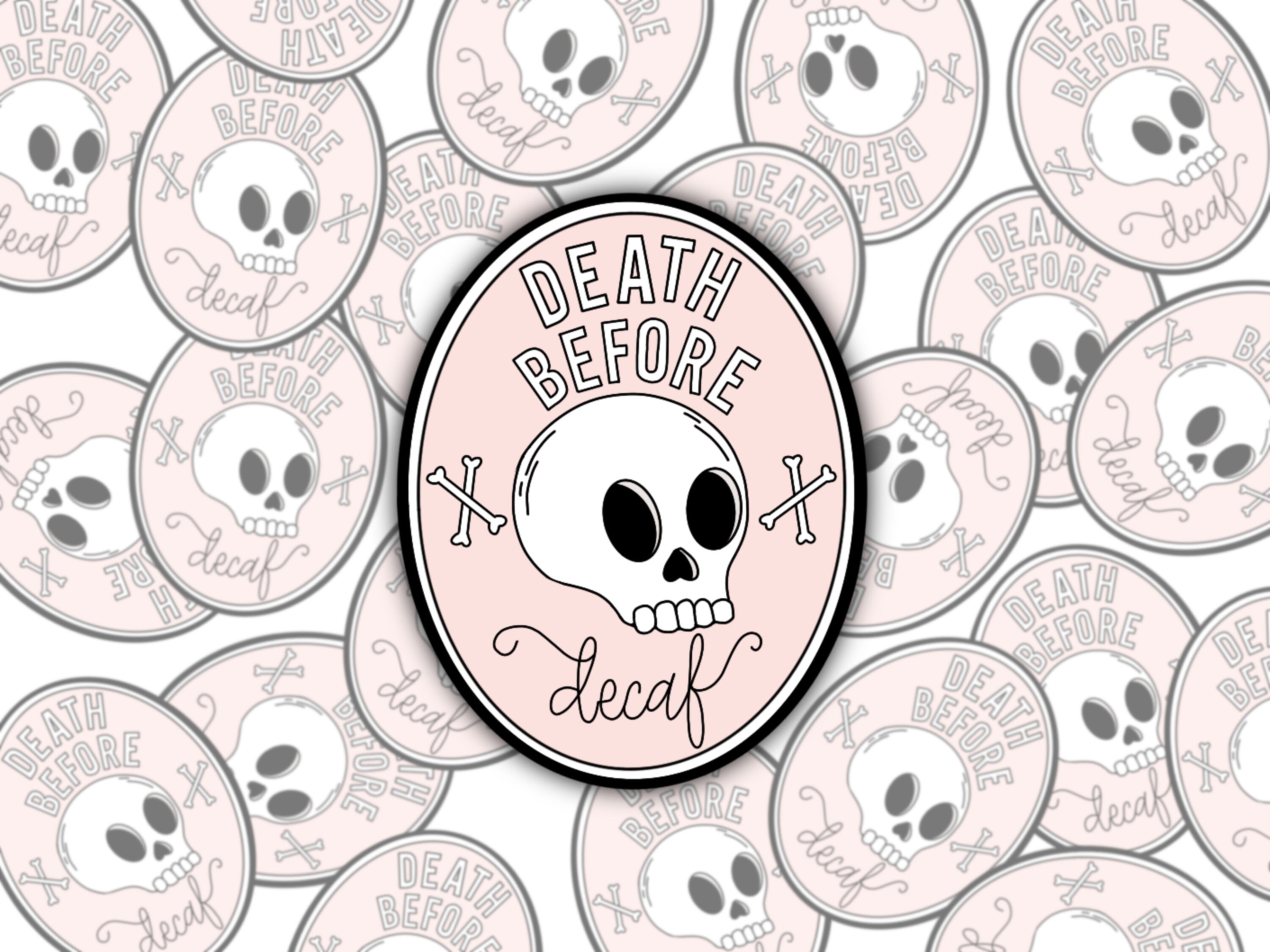 Death Before Decaf Holographic Sticker Stickers, Labels & Tags Paper ...