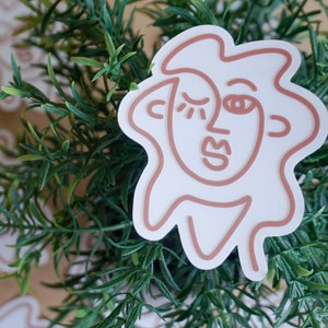 Woman Line Drawing Sticker | Vinyl Sticker for Laptops | Minimalist ...