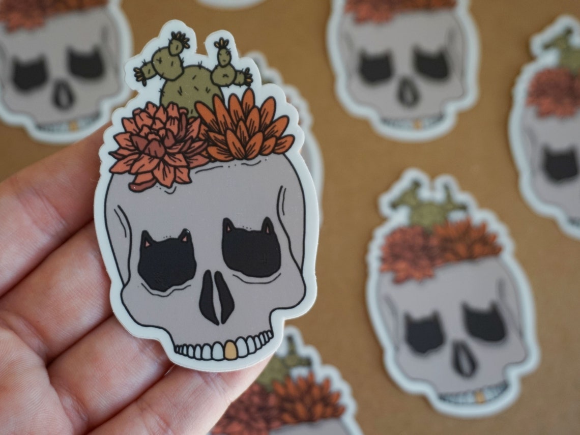 Cat Skull Sticker Stickers for Hydroflask Vinyl Sticker - Etsy